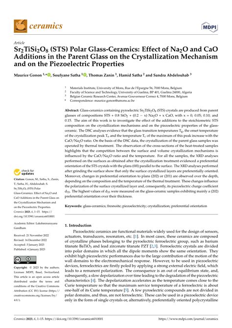 pdf sr2tisi2o8 sts polar glass ceramics effect of na2o and cao