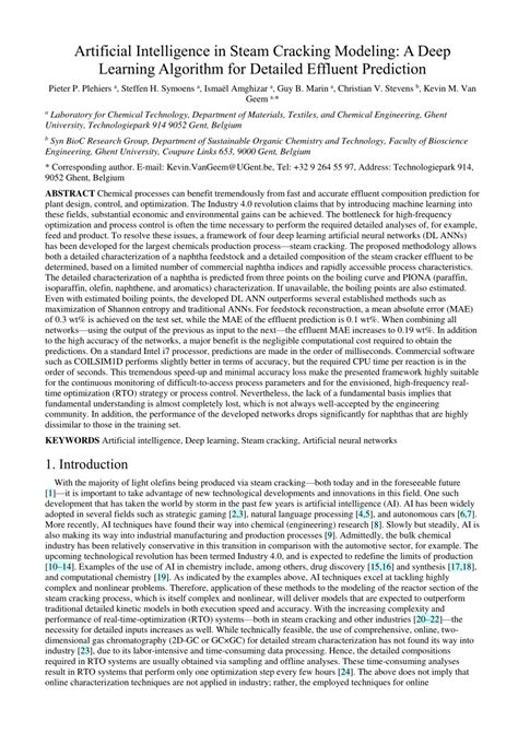 Pdf Artificial Intelligence In Steam Cracking Modeling A Deep Learning Algorithm For Detailed
