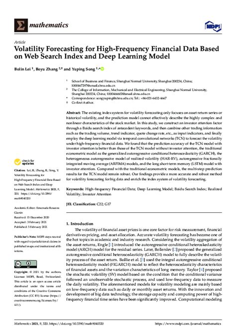Pdf Volatility Forecasting For High Frequency Financial Data Based On Web Search Index And