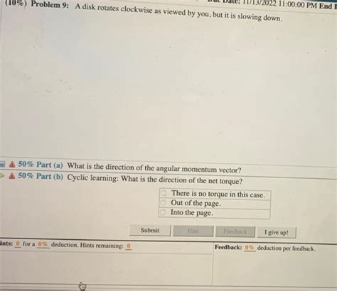 Solved Part A What Is The Direction Of The Angular Chegg