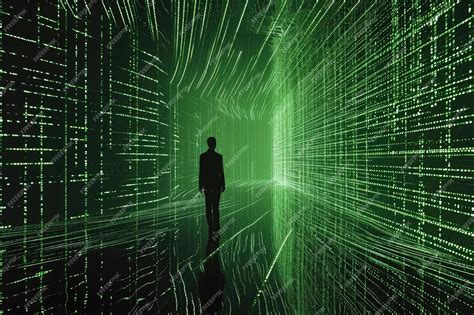 Premium Photo A Man Confidently Stands In A Tunnel Illuminated By Vibrant Green Lights