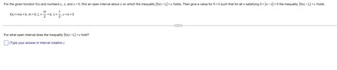 solved for the given function f x and numbers l c and