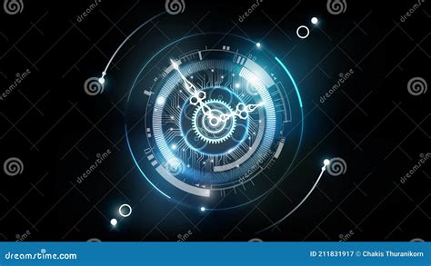Abstract Futuristic Technology Background With Clock Concept And Time
