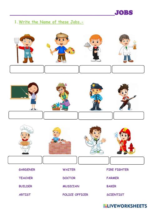 Jobs Online Exercise For 3º Primaria 1st Grade Worksheets English