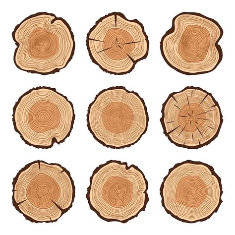 Premium Vector Round Tree Trunk Cuts With Cracks Sawn Pine Or Oak