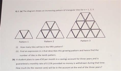 Solved Q 1 A The Diagram Shows An Increasing Pattern Of