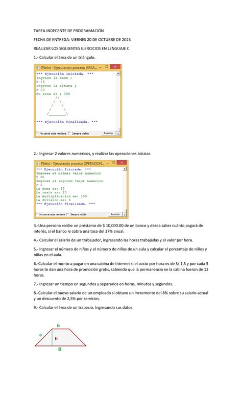 Deber 1 Estructuras Secuenciales Tarea Indecente De ProgramaciÓn
