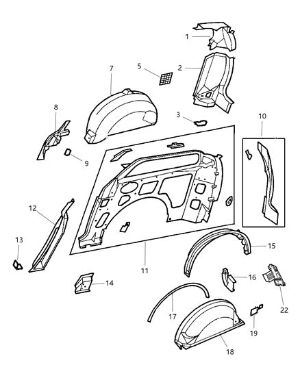Quarter Panel With Sliding Door Inner Panel Parts 1999 Dodge Grand