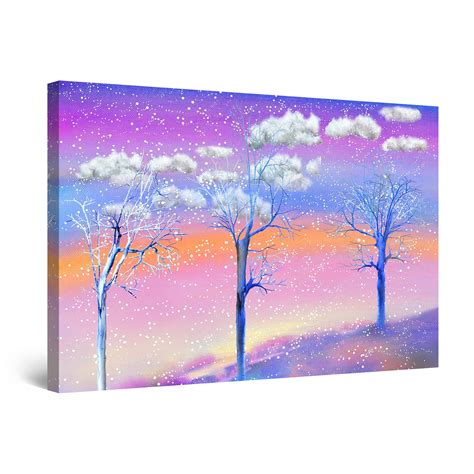 Startonight Canvas Wall Art Abstract Purple Rain Landscape Clouds And