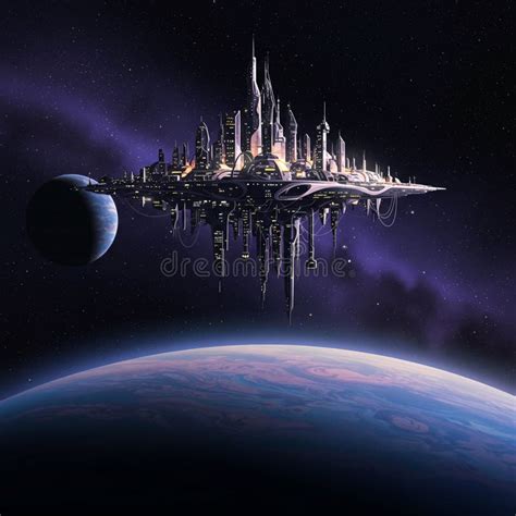 Space City Concept Art Generative Ai Stock Illustration Illustration