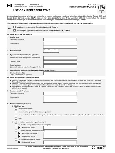 Use Of A Representative Imm 5476 Pdf Personally Identifiable Information Zip Code