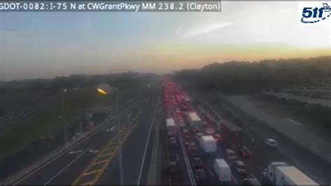 Traffic Overturned Vehicle Crash Closing I 75 North Near Atlanta