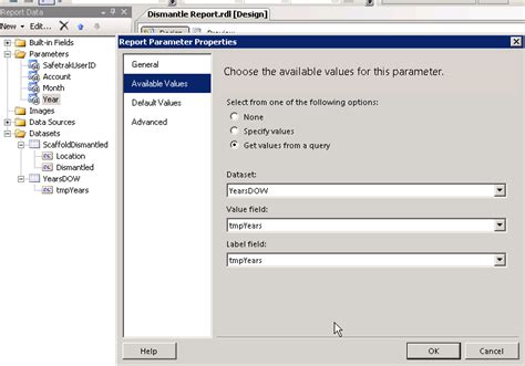 Reporting Services Parameter Value Get Values From A Query Not