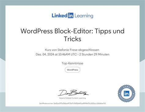 Ich Habe Gerade Den Kurs „wordpress Block Editor Tipps Und Tricks“ Von