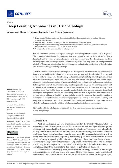 Pdf Deep Learning Approaches In Histopathology