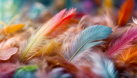 Multicolored Feathers Texture Colored Soft Feathers Background Stock
