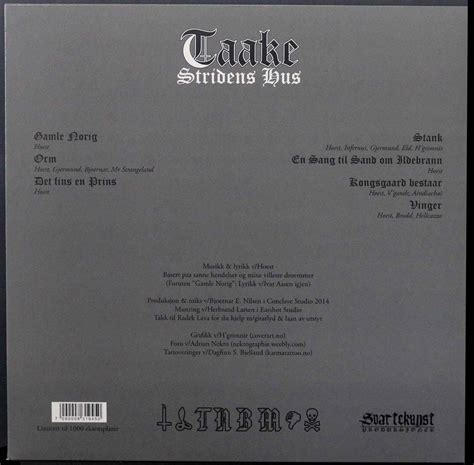 Taake Stridens Hus Black Lp Vinyl Record