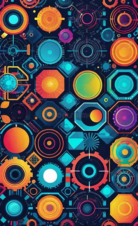 Beautiful And Colorful Technological Illustration Pattern Ai Generated