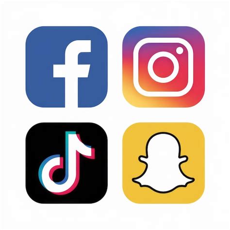 Social Media Icons Set For Facebook Instagram Tiktok And Snapchat