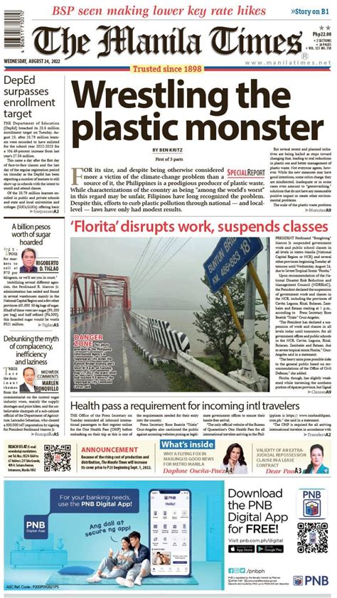 The Manila Times Front Page August 24 2022 The Manila Times