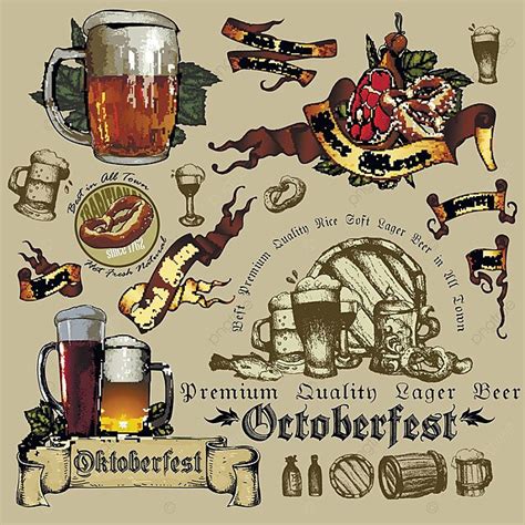 Set Of Beer Elements Vector Illustration Festival Vector Vector