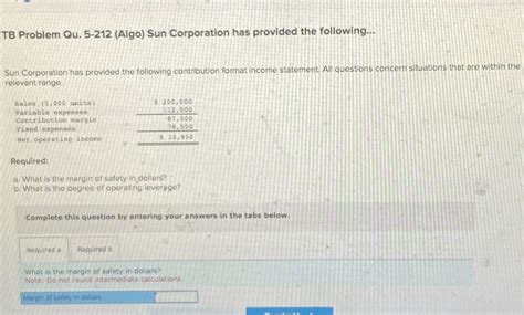 Solved TB Problem Qu 5 212 Algo Sun Corporation Has Chegg Com