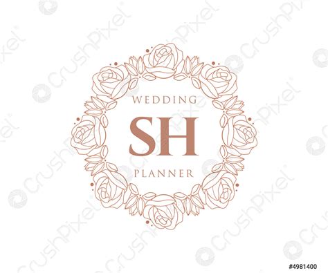 Sh Initials Letter Wedding Monogram Logos Collection Hand Drawn Modern Stock Vector 4981400