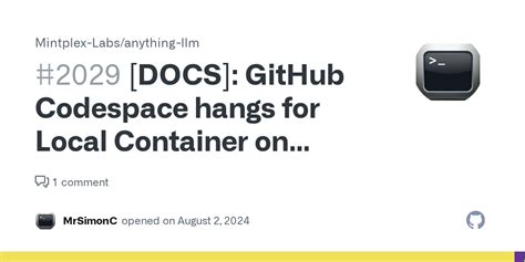 Docs Github Codespace Hangs For Local Container On Windows 10 · Issue 2029 · Mintplex Labs