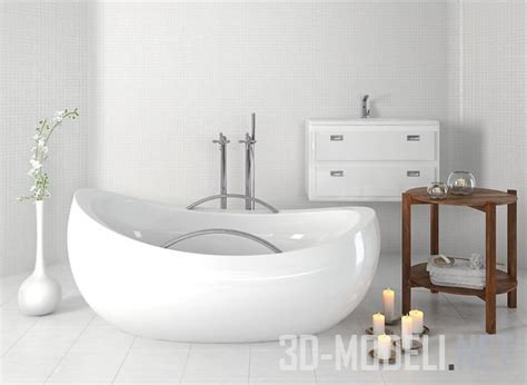 3D модель – Ванна с тумбой и свечами