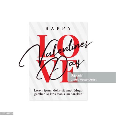 해피 발렌타인 데이 포스터 텍스트 서명 스크립트 타이포 그래피 스타일으로 쌓아 사랑 텍스트 배경 배너 벡터 템플릿 디자인입니다