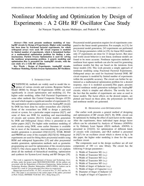 pdf nonlinear modeling and optimization by design of experiments a