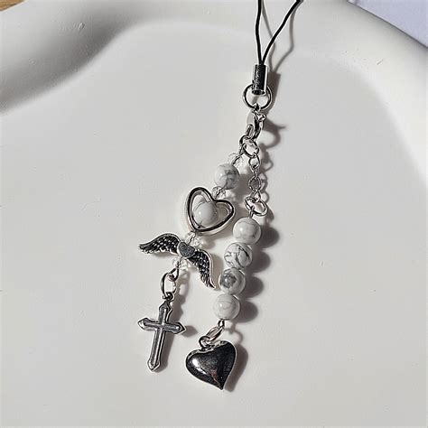 원석하트엔젤 비즈키링 Y2k 핸드폰줄 콜북 다이어리 에어팟 에이블리