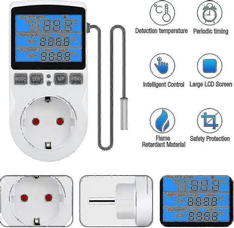 Digital Thermostat Socket Temperature Controller 230v With Sensor Lcd Screen Temperature