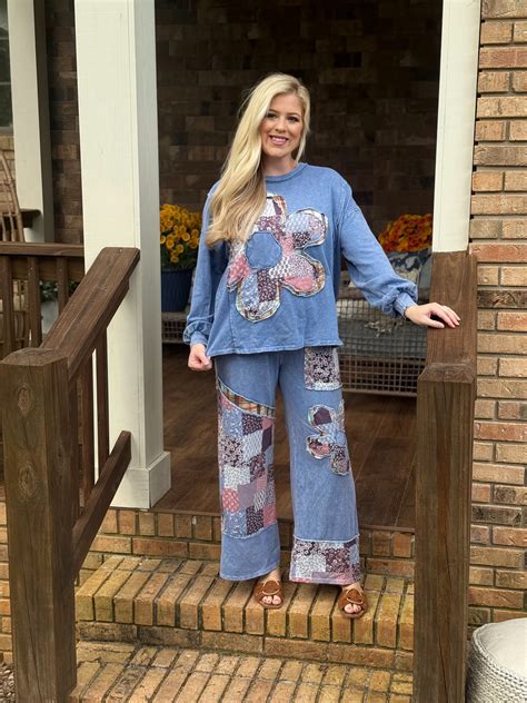 J Her Patch Knit Pant Sets Bella Vita Unique Boutique