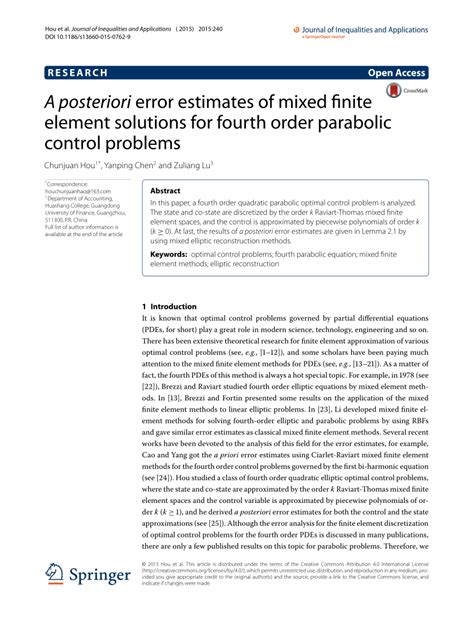 Pdf A Posteriori Error Estimates Of Mixed Finite Element Solutions