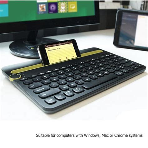 Logitech K Bluetooth Multi Device Portable Keyboard With Phone Holder Slot For Windows Mac OS