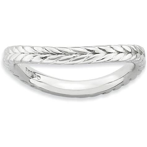 Sterling Silver Polished Rhodium Plate Wave Ring