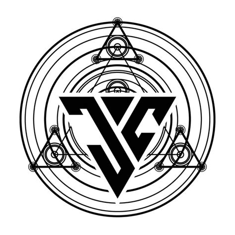 J C Monogram Letter Logo With Triangle Shape Design Template With Sacred Geometric Ornaments