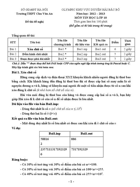 (123doc) Bo de Va Dap An Thi HSG Mon Tin Hoc Lop 10 Ki Thi Khu Vuc DH DBBB | PDF