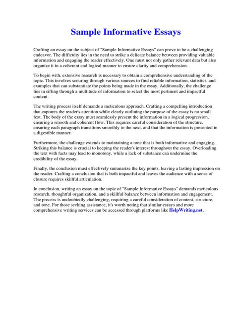 Sample Informative Essays Pdf