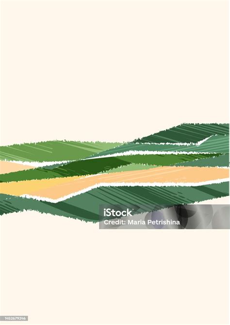 녹색 콜라주 추상 필드 배경 벡터 그림입니다 질감이 있는 자연의 패턴 낙서가 있는 유기적인 모양 수직 포스터의 A4 레이아웃