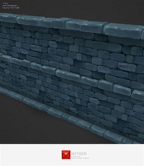 Low Poly Dungeon Stone Wall Segment Stone Wall Low Poly Dungeon