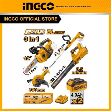 Ingco Combo Set ชุดเล็มหญ้า ตัดกิ่ง เป่าลมไร้สาย Cosli241189 Shopee Thailand