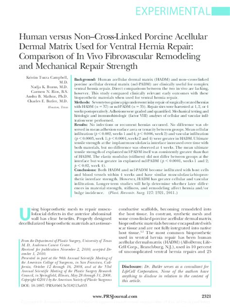 Pdf Human Versus Non Cross Linked Porcien Acelluar Dermal Matrix For Ventral Hernia Repair Pdf Human Versus Non Cross Linked Porcien Acelluar Dermal Matrix For Ventral Hernia Repair