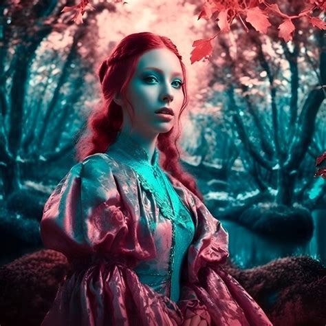 Premium Photo Beautiful Girl In A Fantasy Forest Fairy Tale 3d Rendering