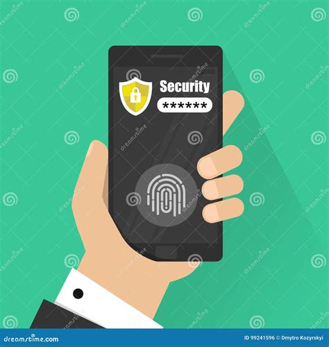 Fingerprint Button And Password Notification Vector On Mobile Phone