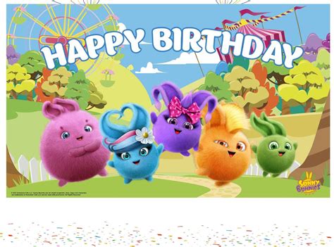 5x3ft Sunny Bunnies Backdrop For Birthday Party Decoration Sunny Bunn
