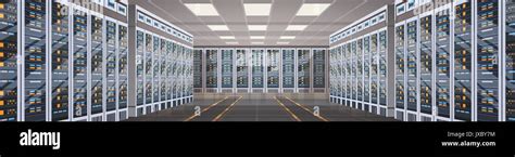 Data Center Room Hosting Server Computer Information Database Synchronize Technology Stock