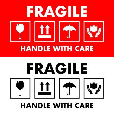 Premium Vector Fragile Red Icon Handle With Care Sign Label Vector Stock Illustration