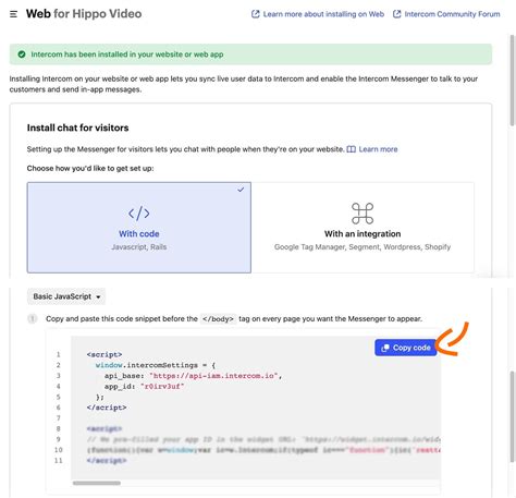integrate intercom chatbot inside the sales page templates customer